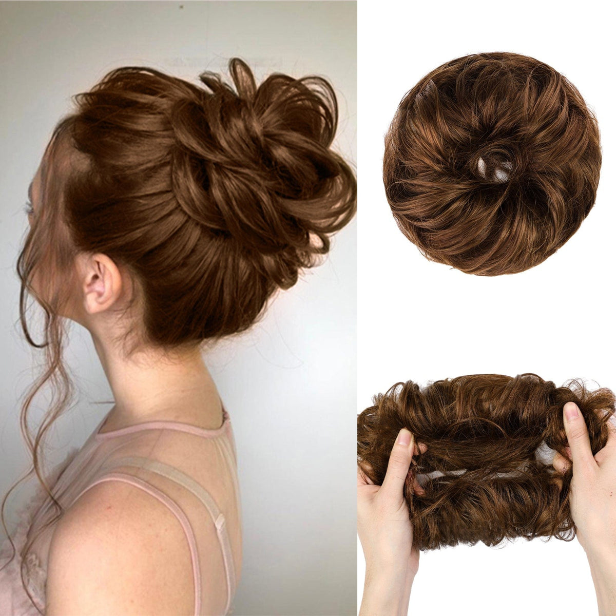 Haircube Luxe Blend Highlights Messy Bun - Genuine Human Hair Extensio ...