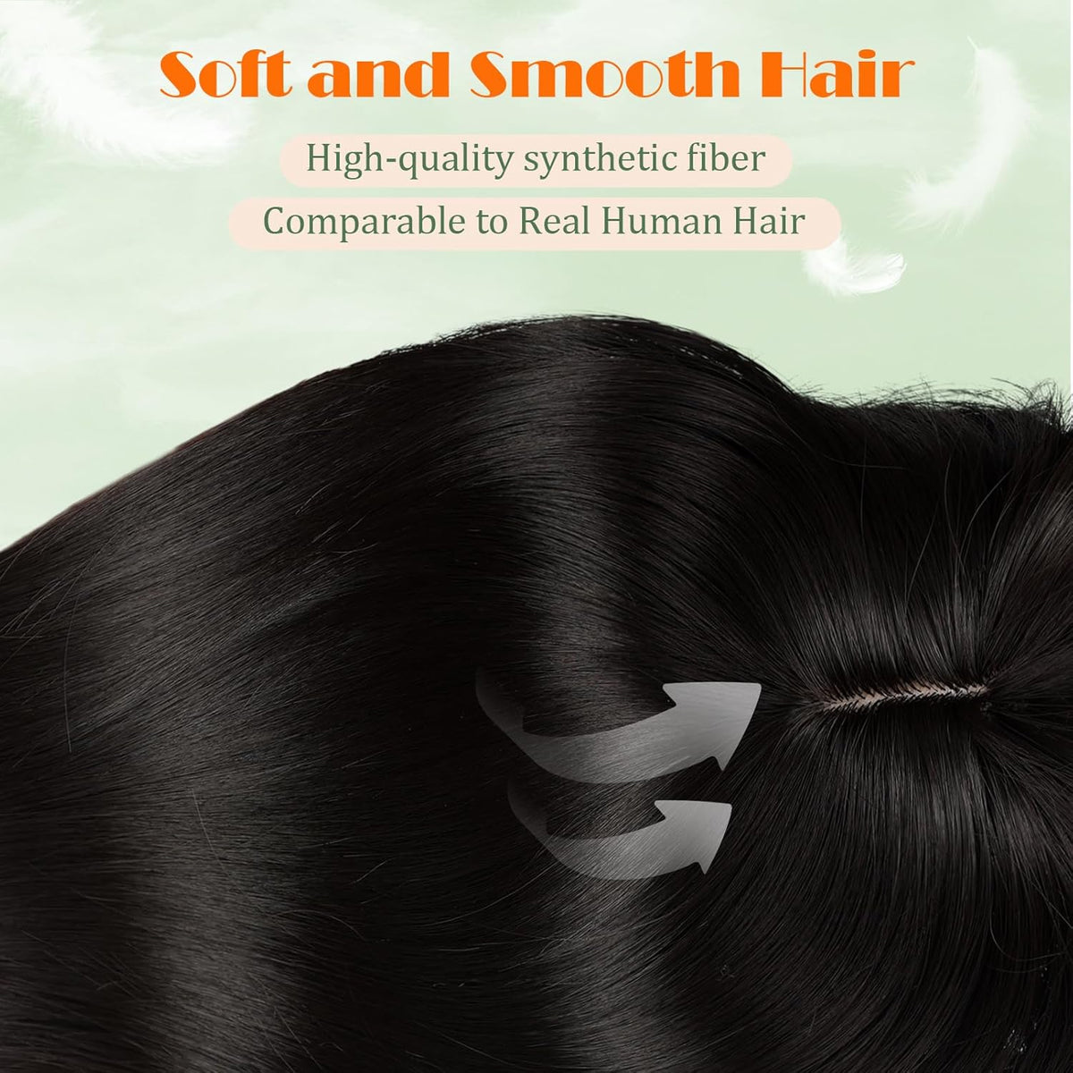 Haircube 14-Inch Clip-In Synthetic Hair Topper- Natural Black Wiglet w ...