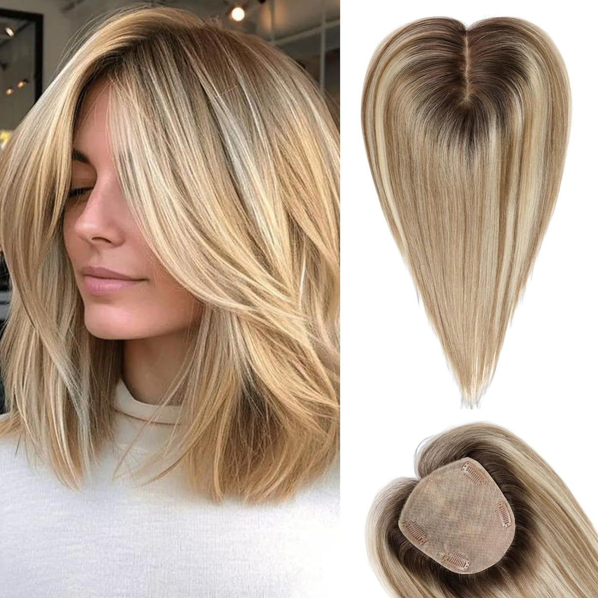 HairCube Hair Toppers for Women - 12 Inches 100% Real Human Hair, 5"x5 ...