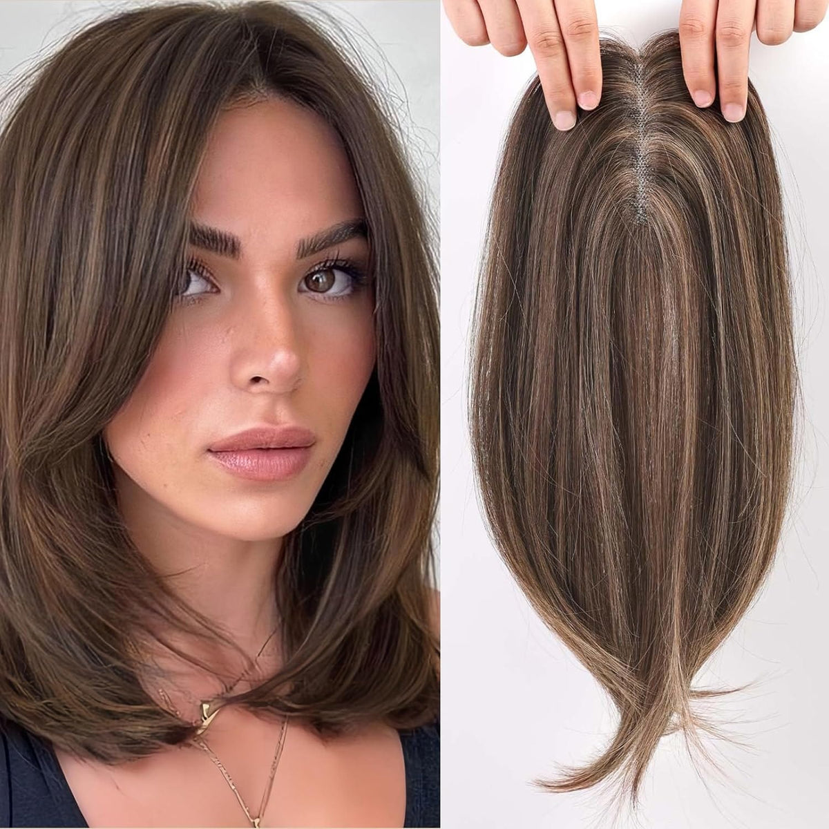 Haircube 14-Inch Chestnut Auburn & Honey Brown Highlight Synthetic Hai ...