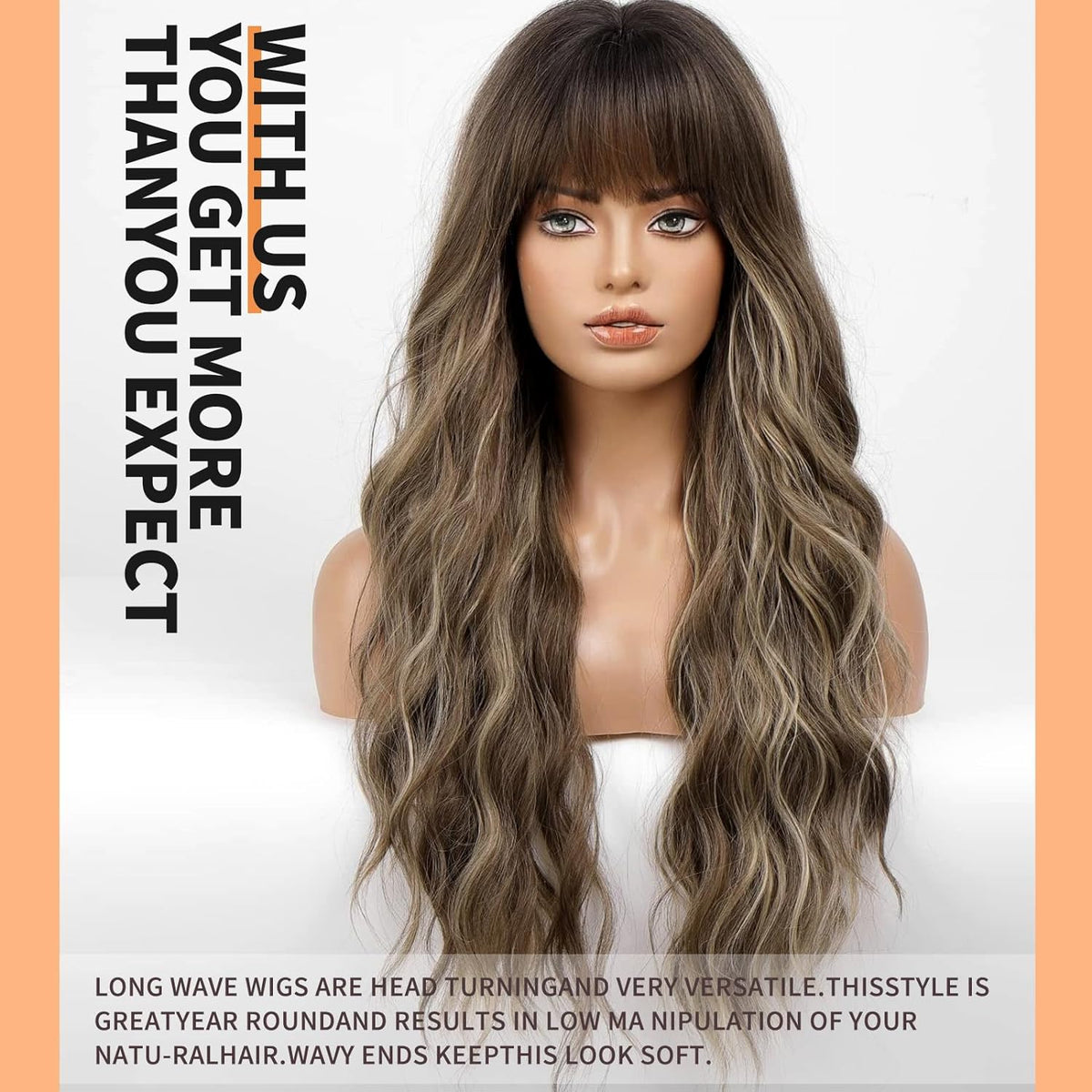 HAIRCUBE California Collection Brown Highlight Long Wavy Synthetic Hai