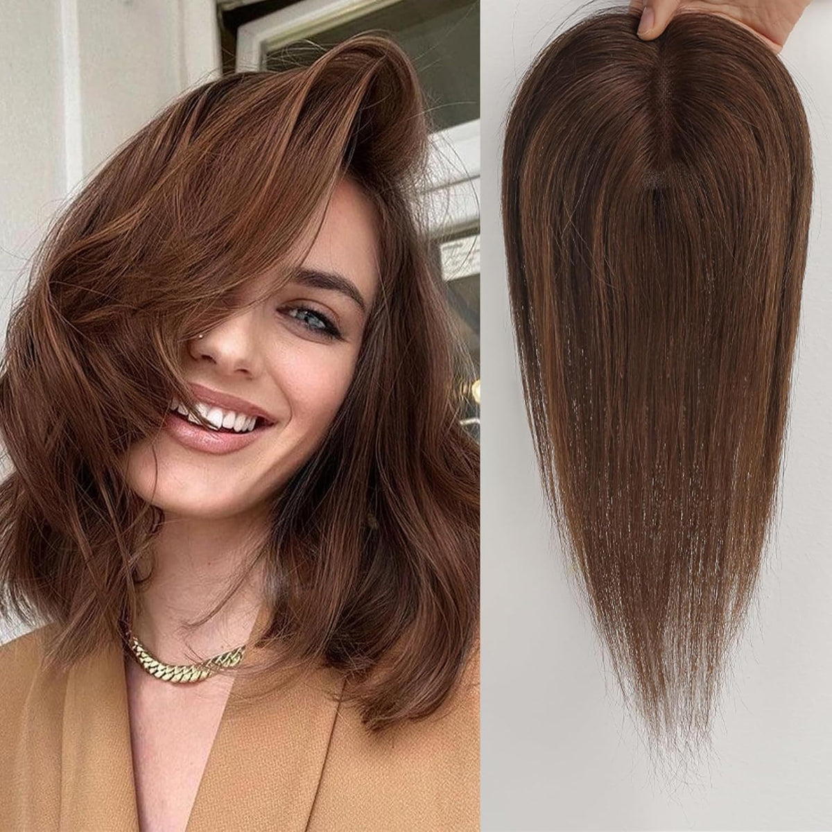 Haircube Hair Topper For Women, 100% Remy Human Hair 3.5in×4in Hand-Ti ...