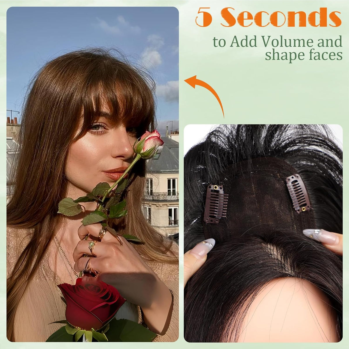 [Only 9.9$]Haircube 14-Inch Clip-In Synthetic Hair Topper with Bangs ...