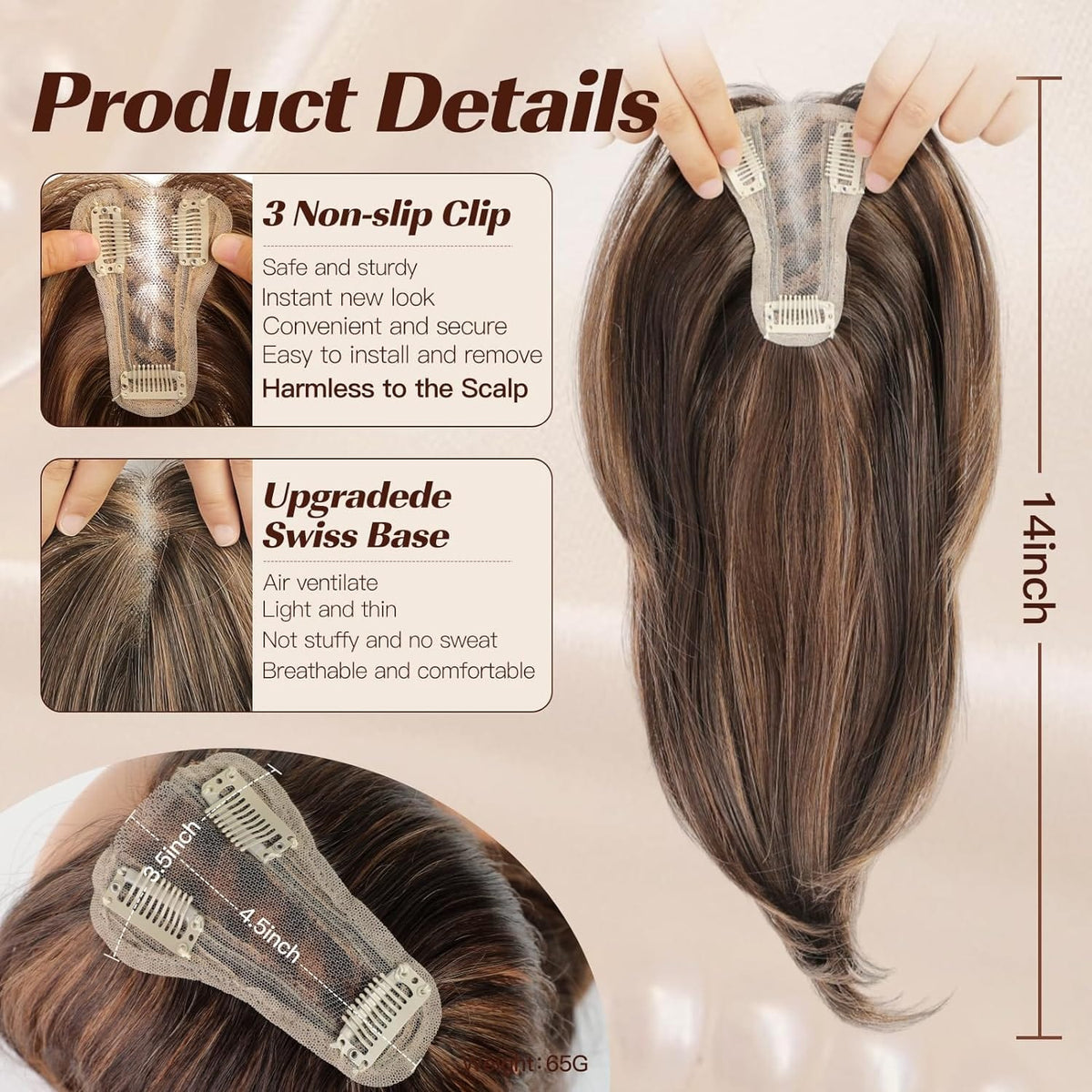 Haircube 14-Inch Chestnut Auburn & Honey Brown Highlight Synthetic Hai ...