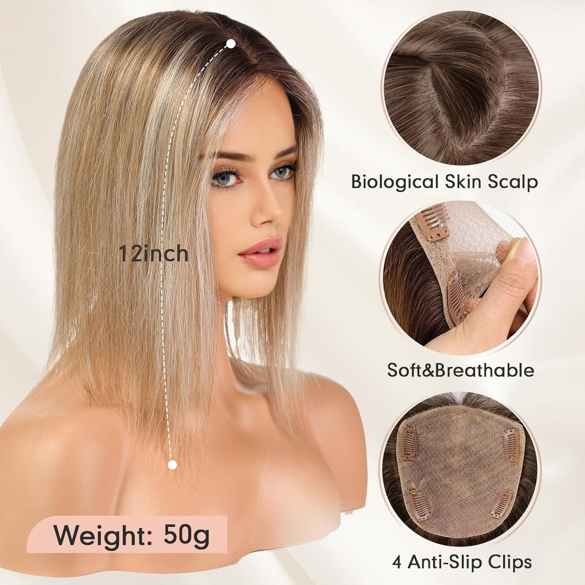 HairCube Hair Toppers for Women - 12 Inches 100% Real Human Hair, 5"x5 ...