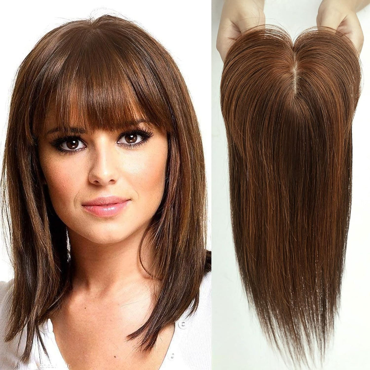 HAIRCUBE 8 Colors 14 Inches 4*5.5 100% Remy Human Hair Topper With Ban