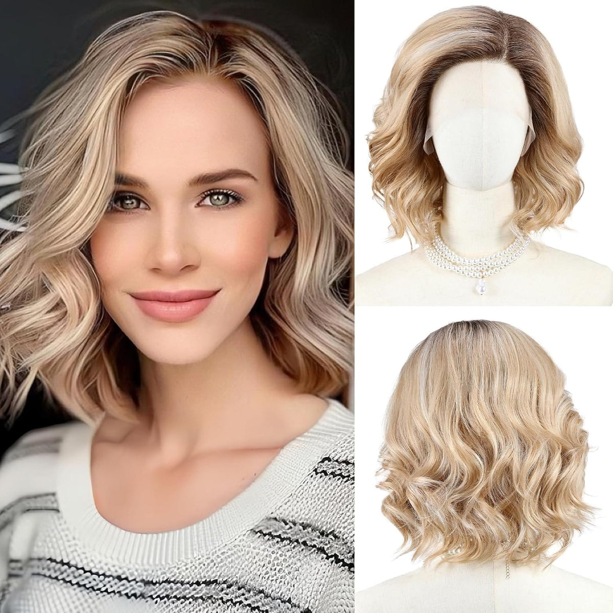 HAIRCUBE Side Part Layered Lace Front Bob Glueless Synthetic Wig