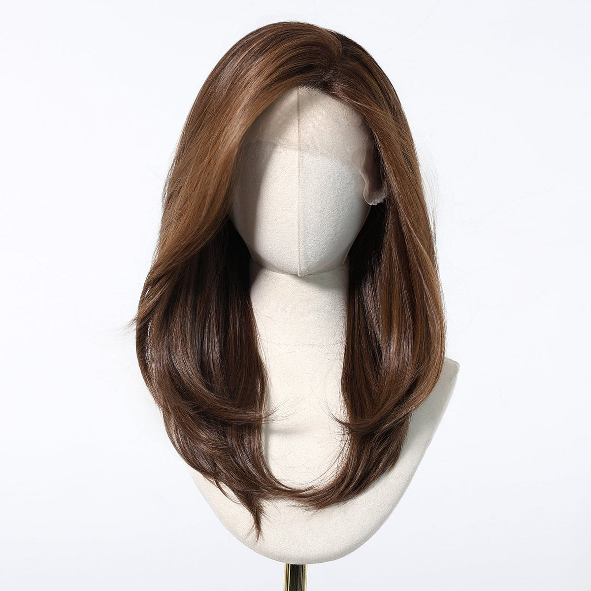 HairCube 18-Inch Layered Brown Librea Lace Free Parting Synthetic Wig ...